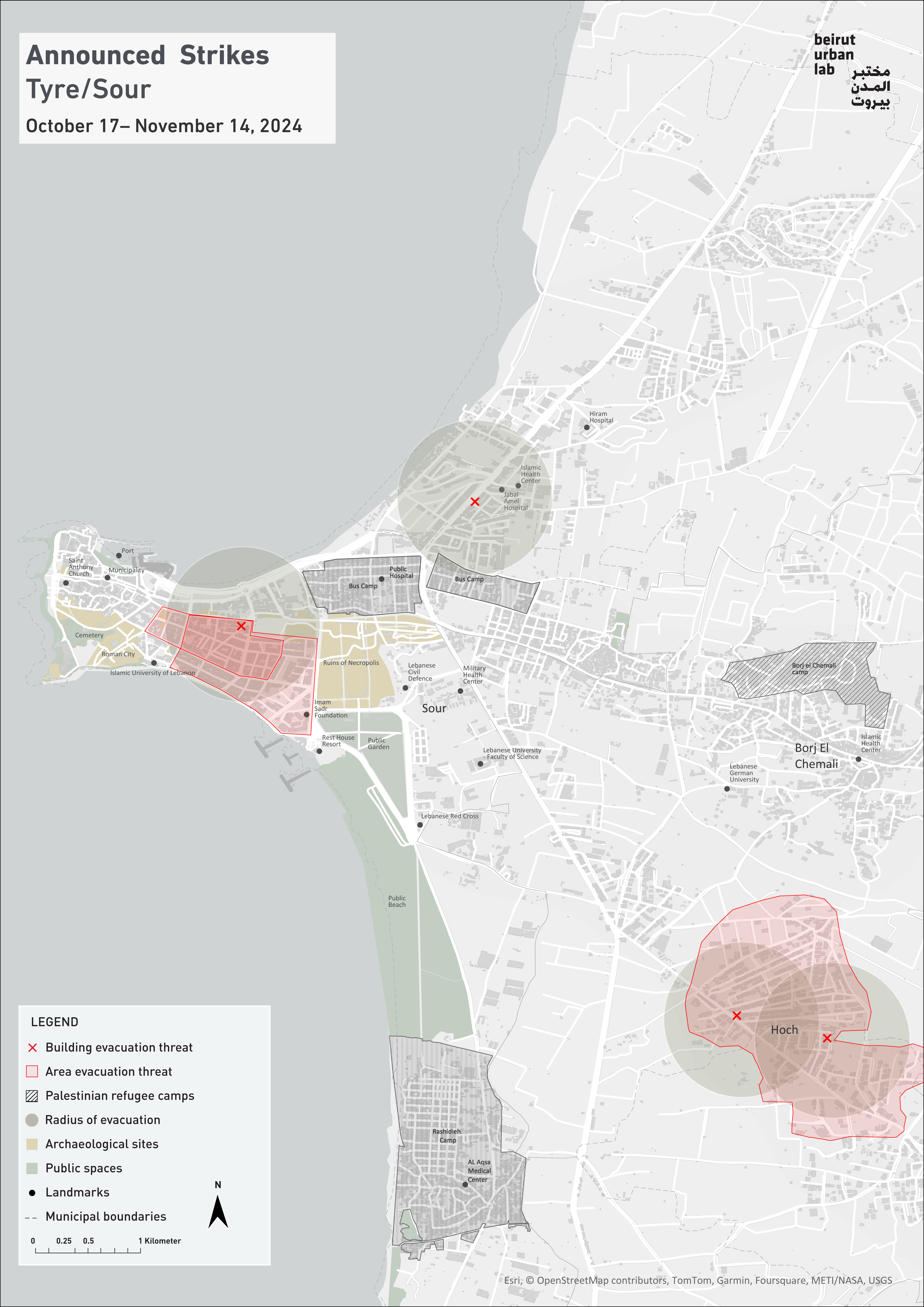 Beirut Urban Lab - Mapping Israeli Announced Strikes on Lebanon